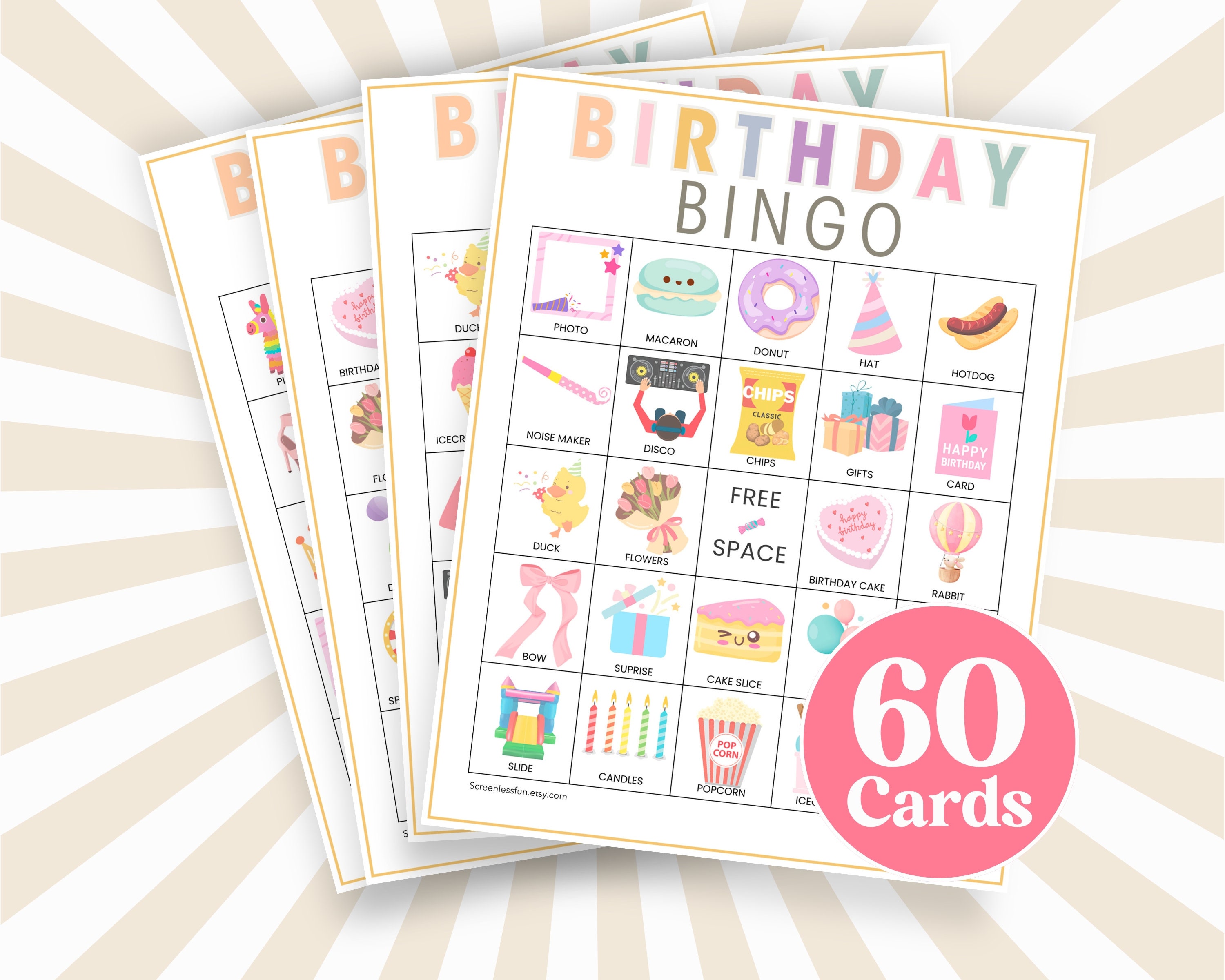60th Birthday Bingo Game: Large Crowd Party Entertainment (digital Download) - Etsy