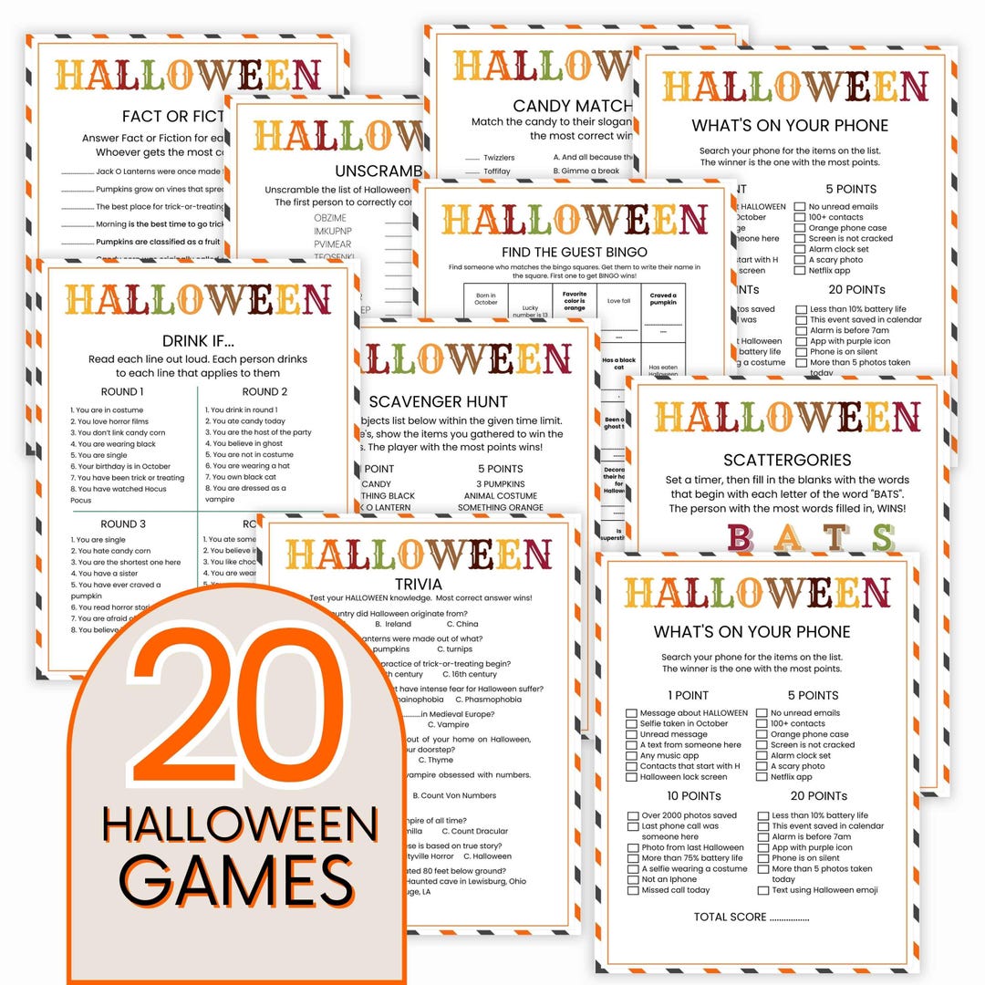 Halloween Party Game, Printable Halloween Trivia Games, Get to Know You ...