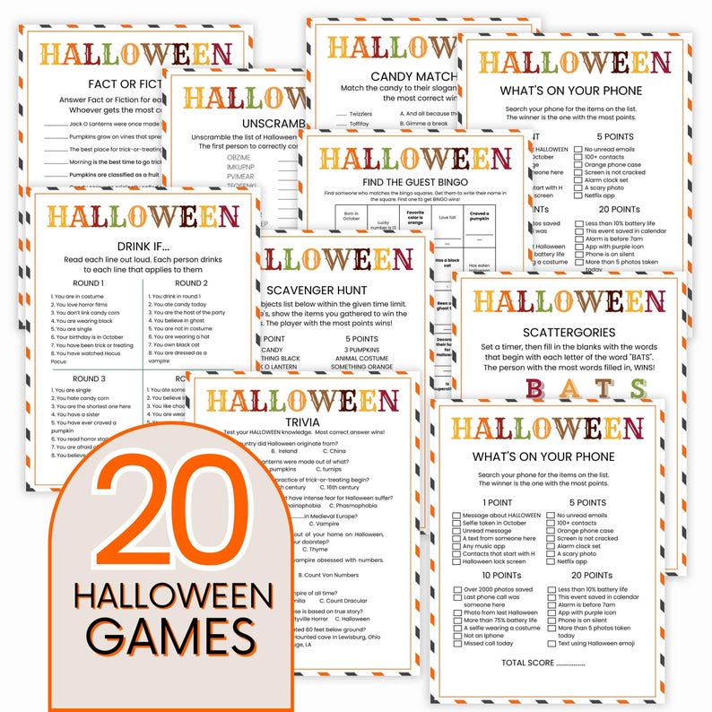 Halloween Party Game, Printable Halloween Trivia Games, Get to Know You ...