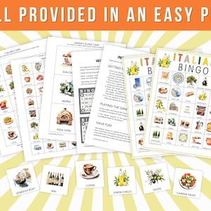 30 Italian Bingo Cards, Citrus Bridal Shower Game, Lemon Printable ...