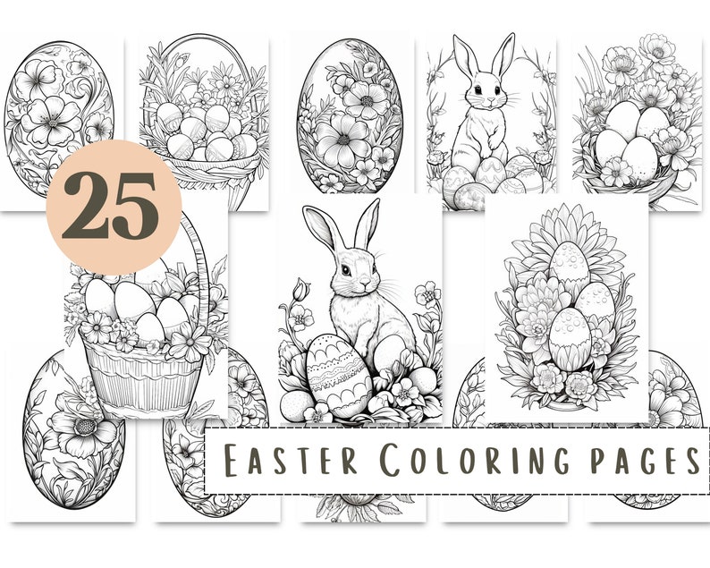 Happy Easter Coloring Pages for Kids, Easter Bunny, Springtime Kids ...