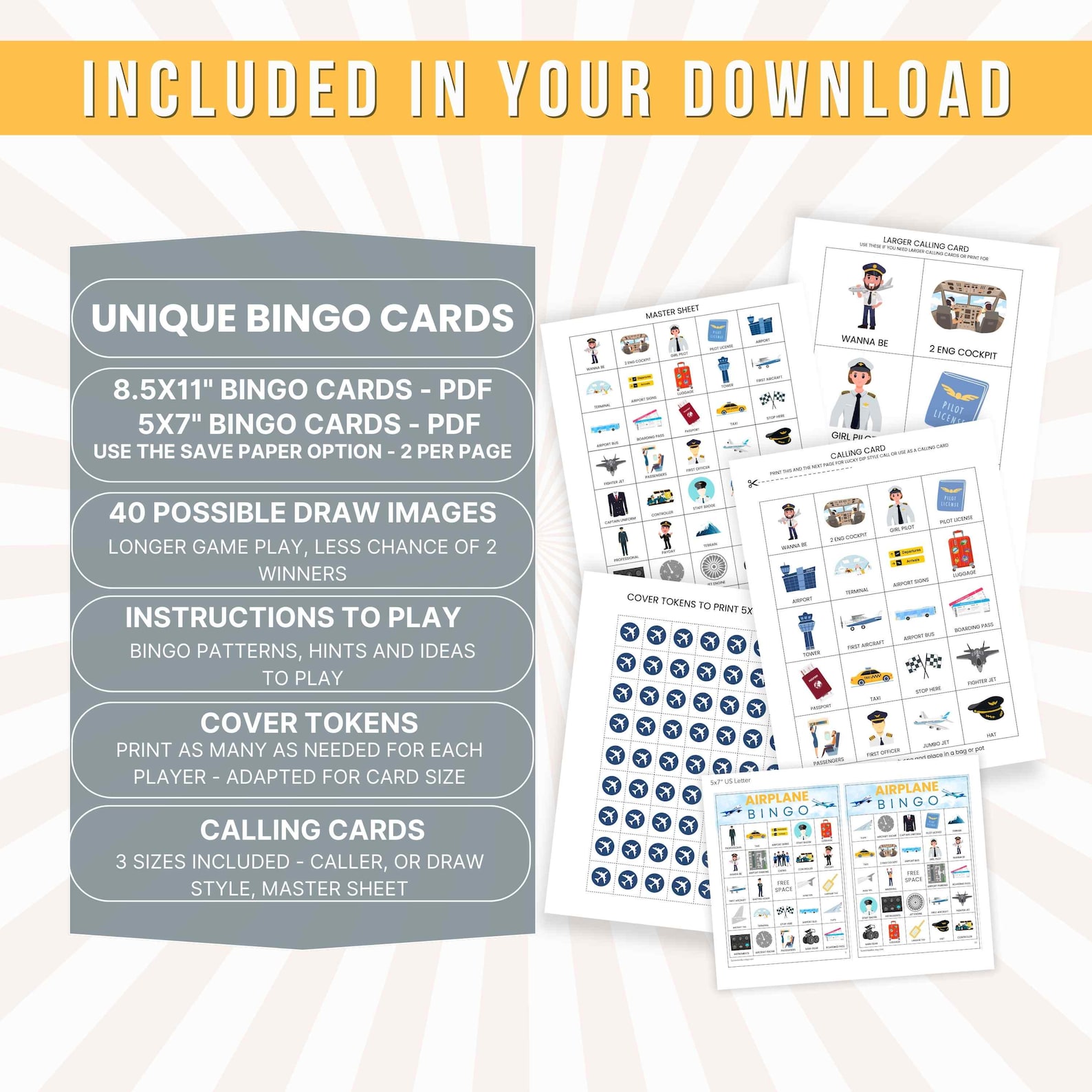 Airplane Bingo Game: Airport Travel Theme (printable) - Etsy