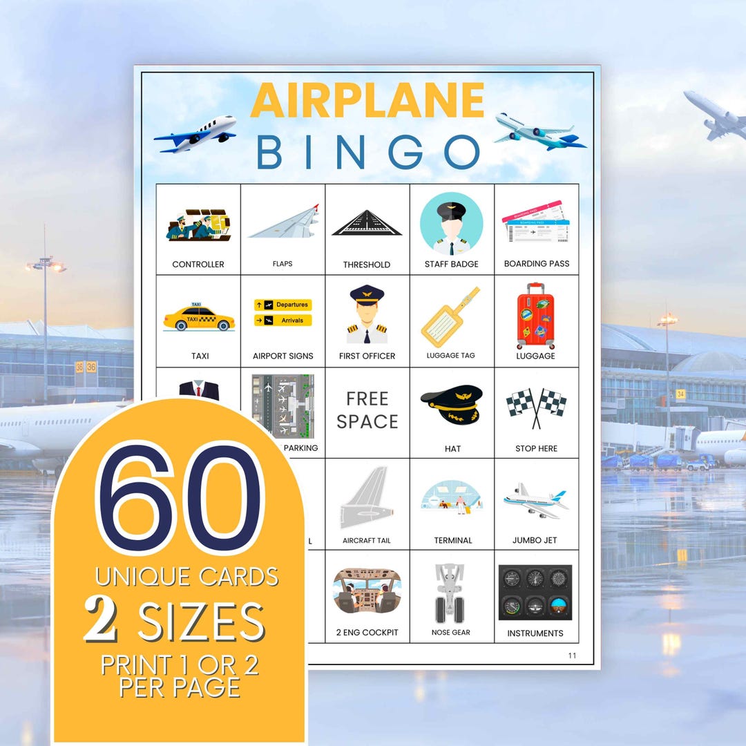 Airplane Bingo Cards, Airport Printable Bingo, Airport Classroom ...