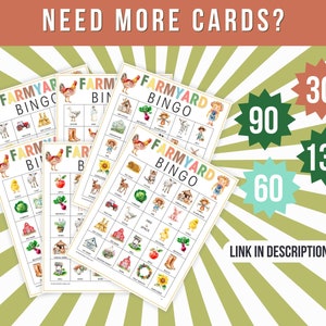 30 Farmyard Bingo Cards, Farm Animal Baby Shower Game, Barnyard Party ...