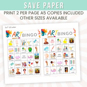 30 Art Bingo Cards, Printable Artist Bingo Game, Kids Art Party ...