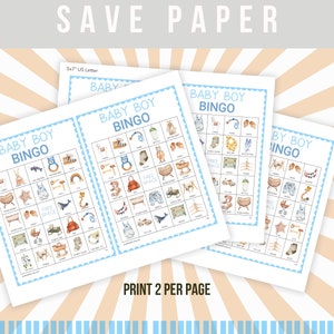 Blue Baby Shower Bingo Cards Printable, DIY Baby Boy Bingo Cards ...