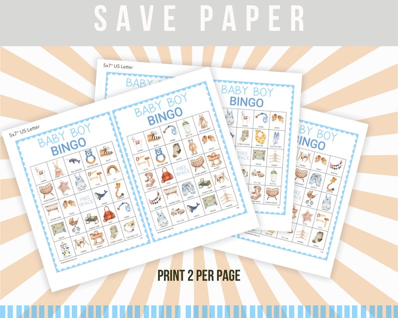 Blue Baby Shower Bingo Cards Printable, DIY Baby Boy Bingo Cards ...
