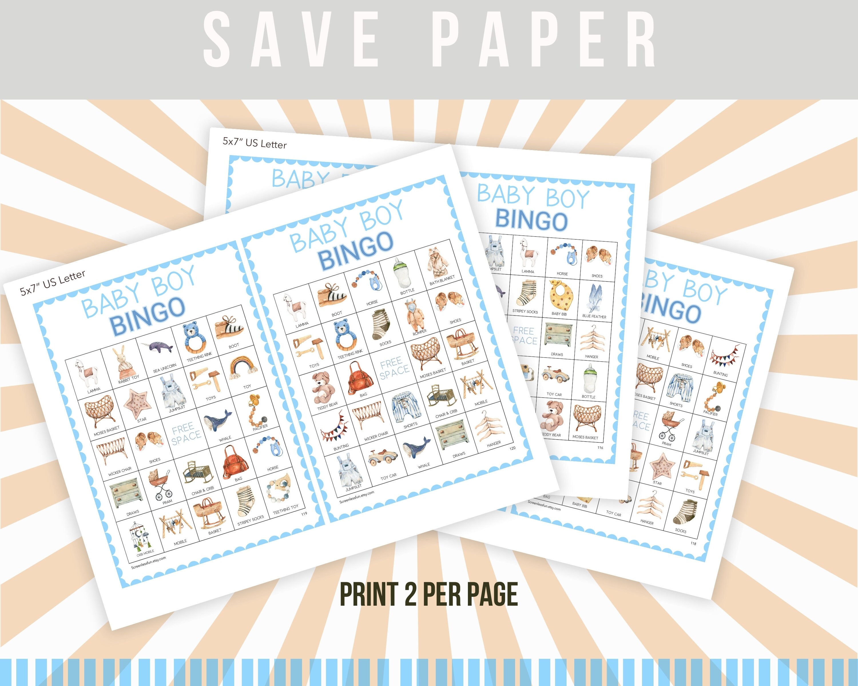 Blue Baby Shower Bingo Cards Printable, DIY Baby Boy Bingo Cards ...