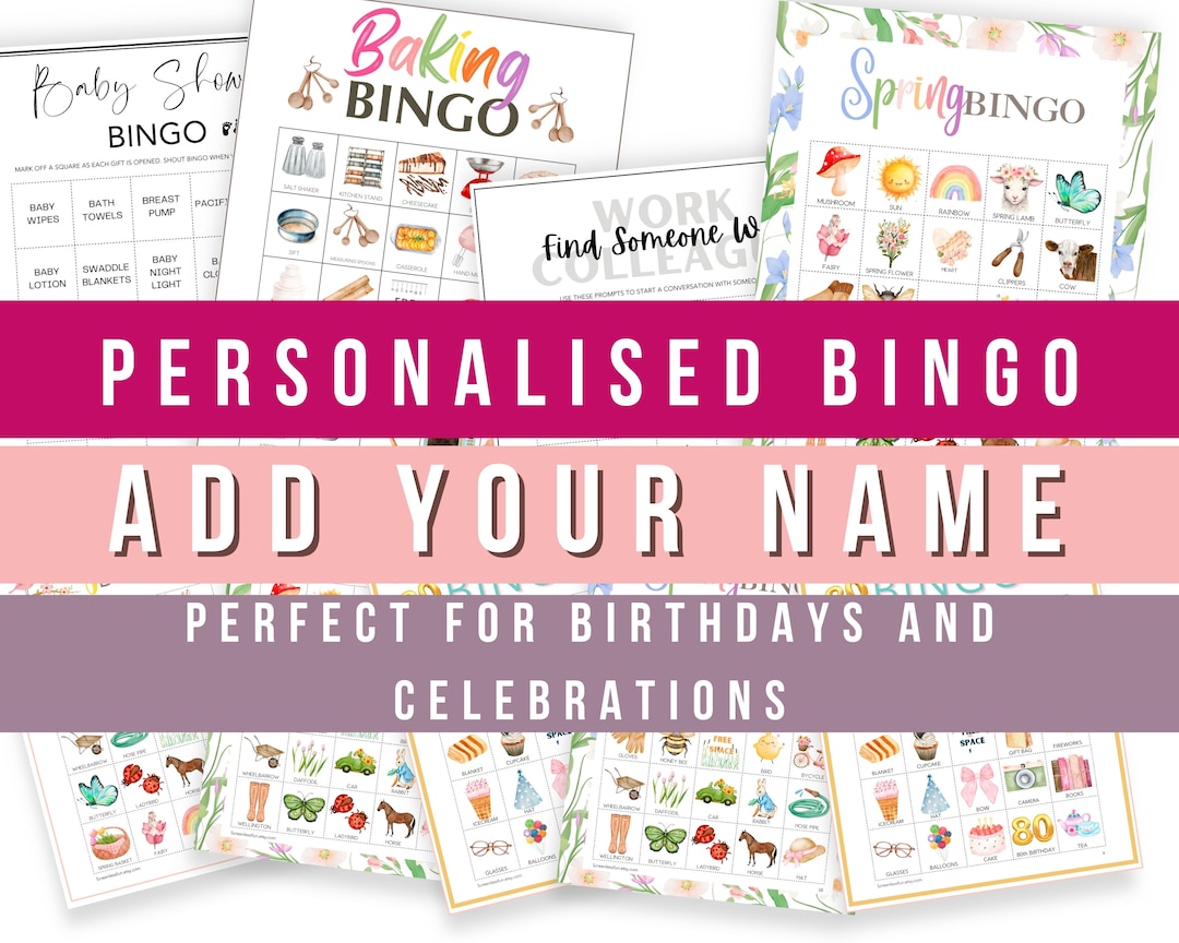 130 Personalised Bingo Cards, Editable Party Bingo Game, Other Sets ...