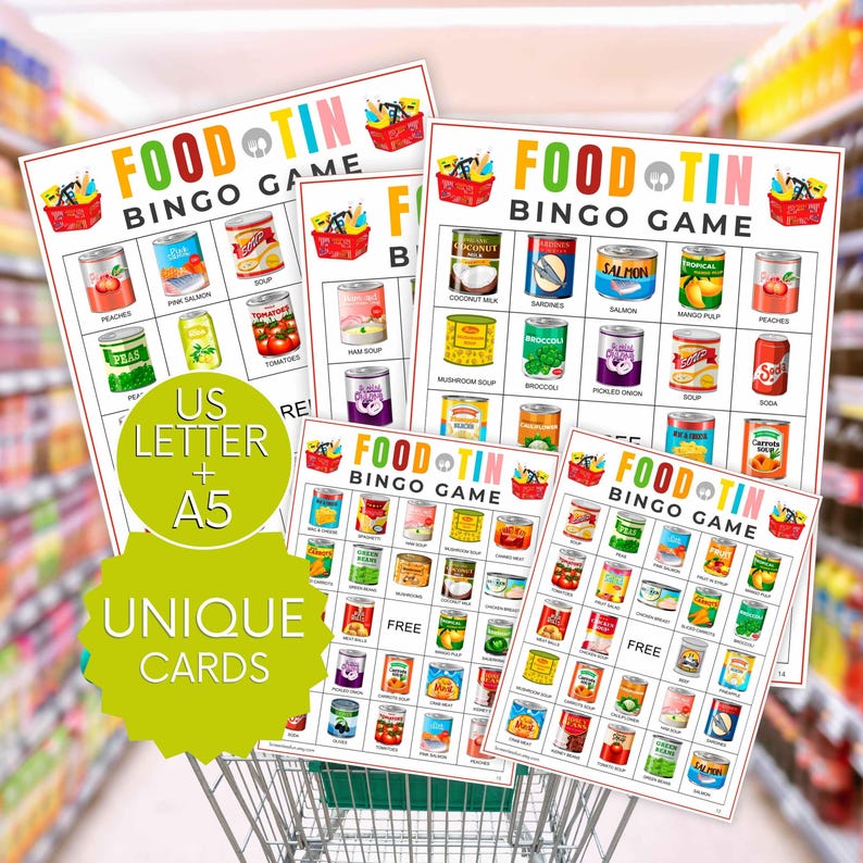 Food Bingo Game: 60 Printable Cards, Kids Birthday Activity (PDF) - Etsy