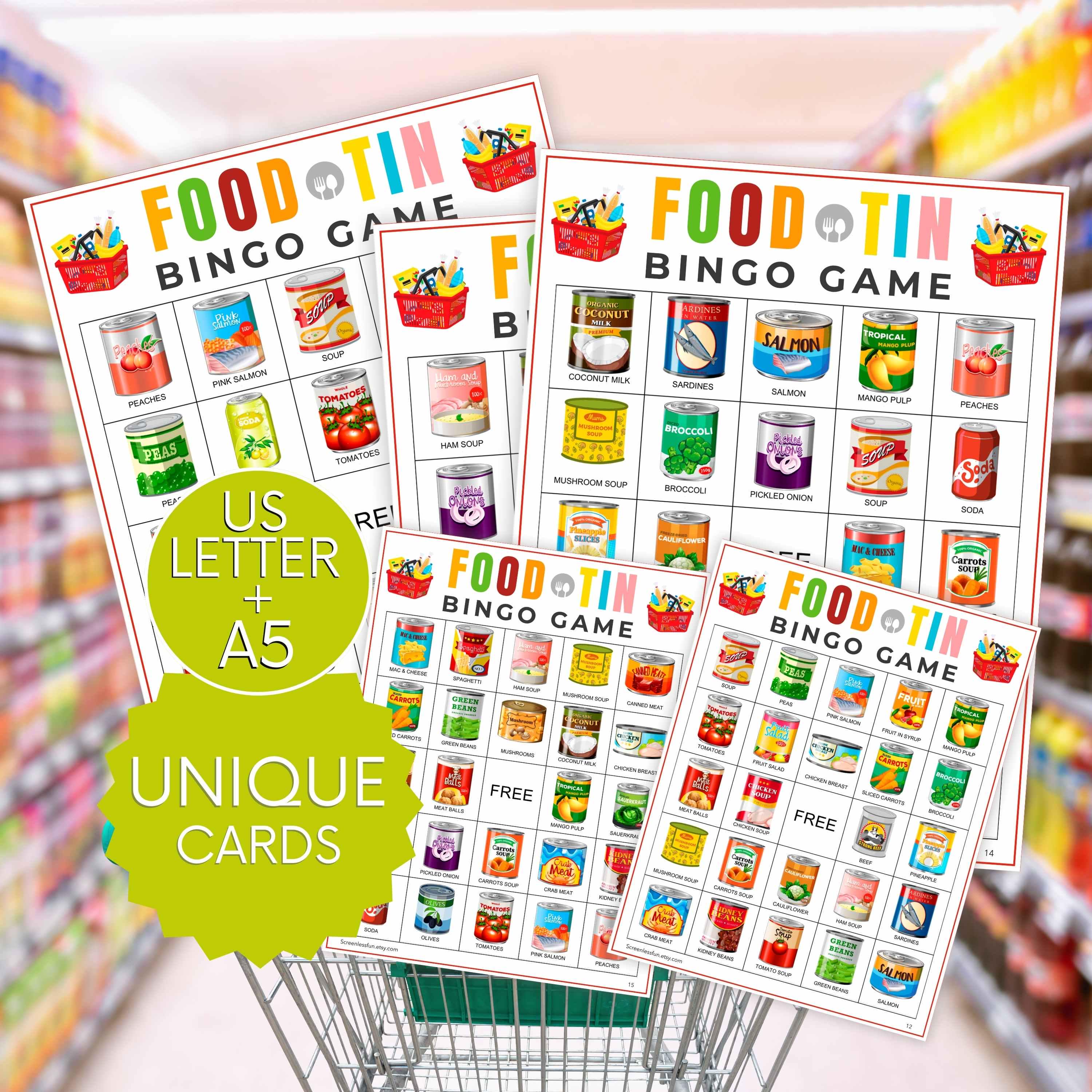 Food Bingo Game: 60 Printable Cards, Kids Birthday Activity (PDF) - Etsy