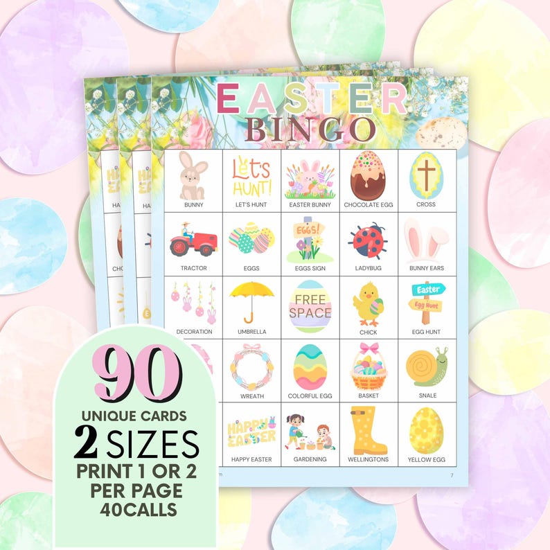 90 Easter Bingo Game Cards: Printable Class Party (digital Download) - Etsy