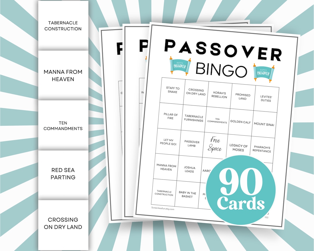 Church Passover Religious Bingo Game Cards, Sunday School Bible Bingo ...