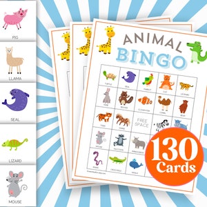 Kids Baby Animal Bingo Game, Printable Animal Bingo Game, Kids ...