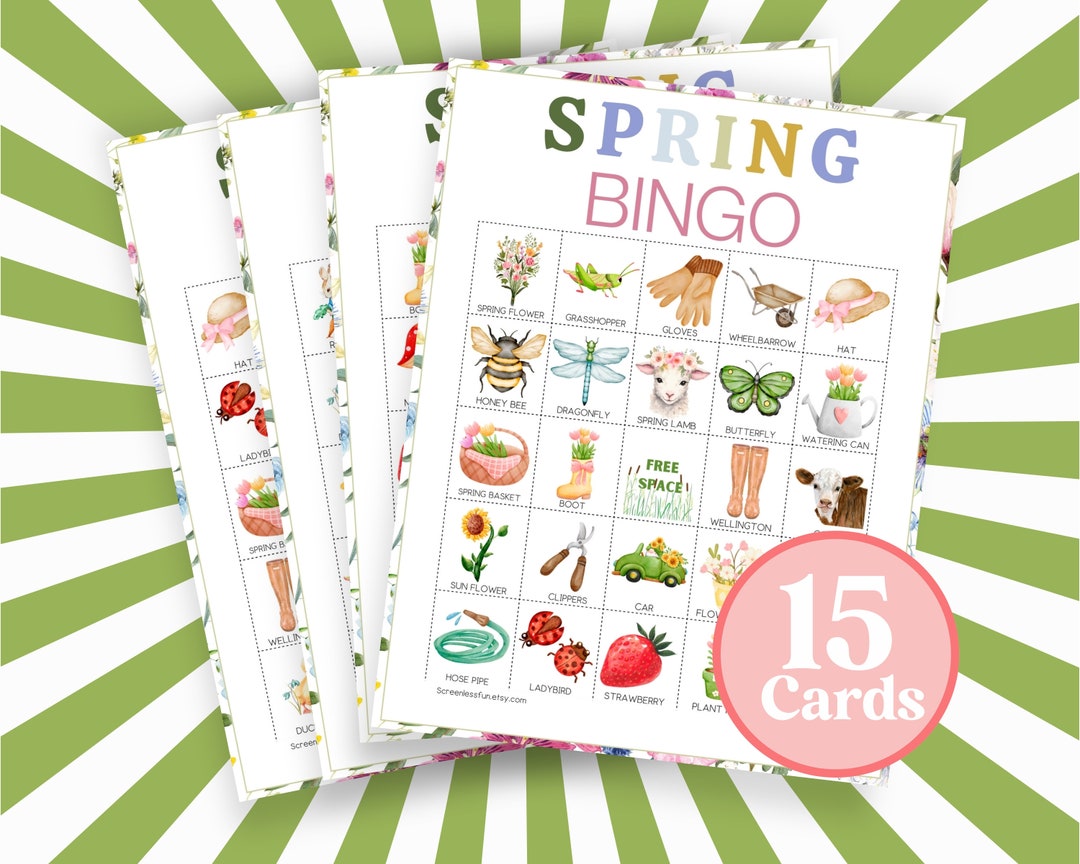 Spring Bingo Game: 15 Printable Cards, Classroom Party (digital ...