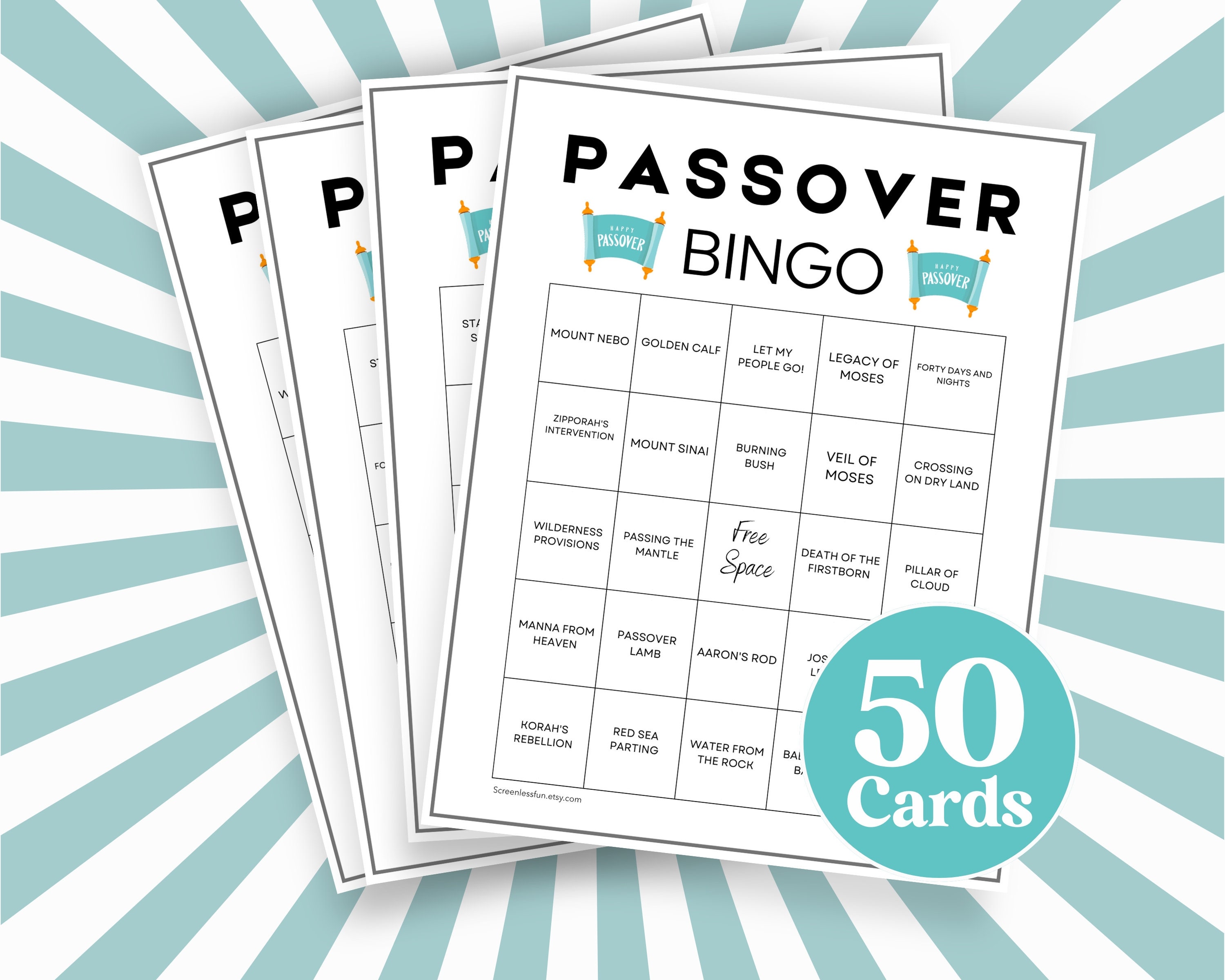 Passover Religious Bingo Game Cards, Sunday School Bible Bingo Boards ...
