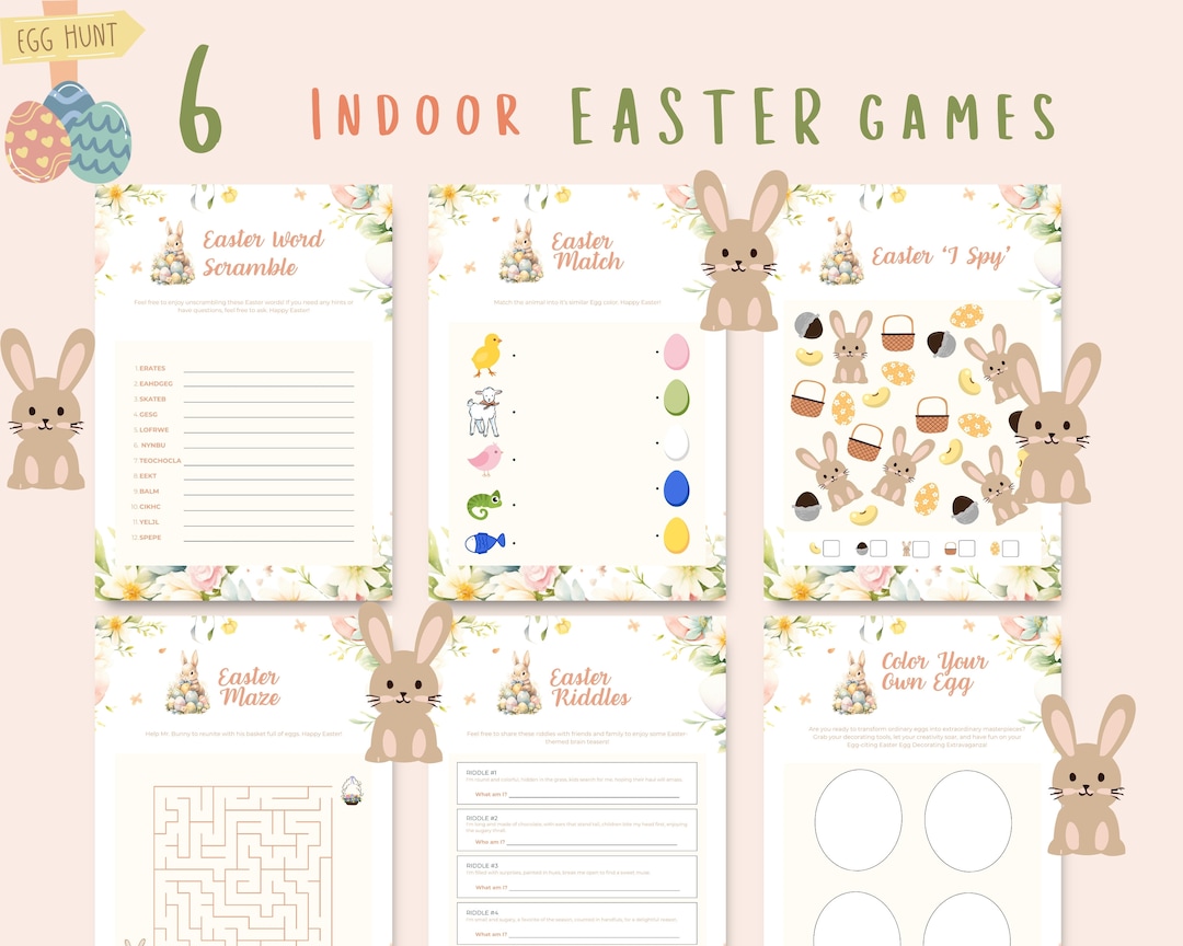 Easter Printable for Kids Games, Easter Egg Indoor Party Games, Easter ...