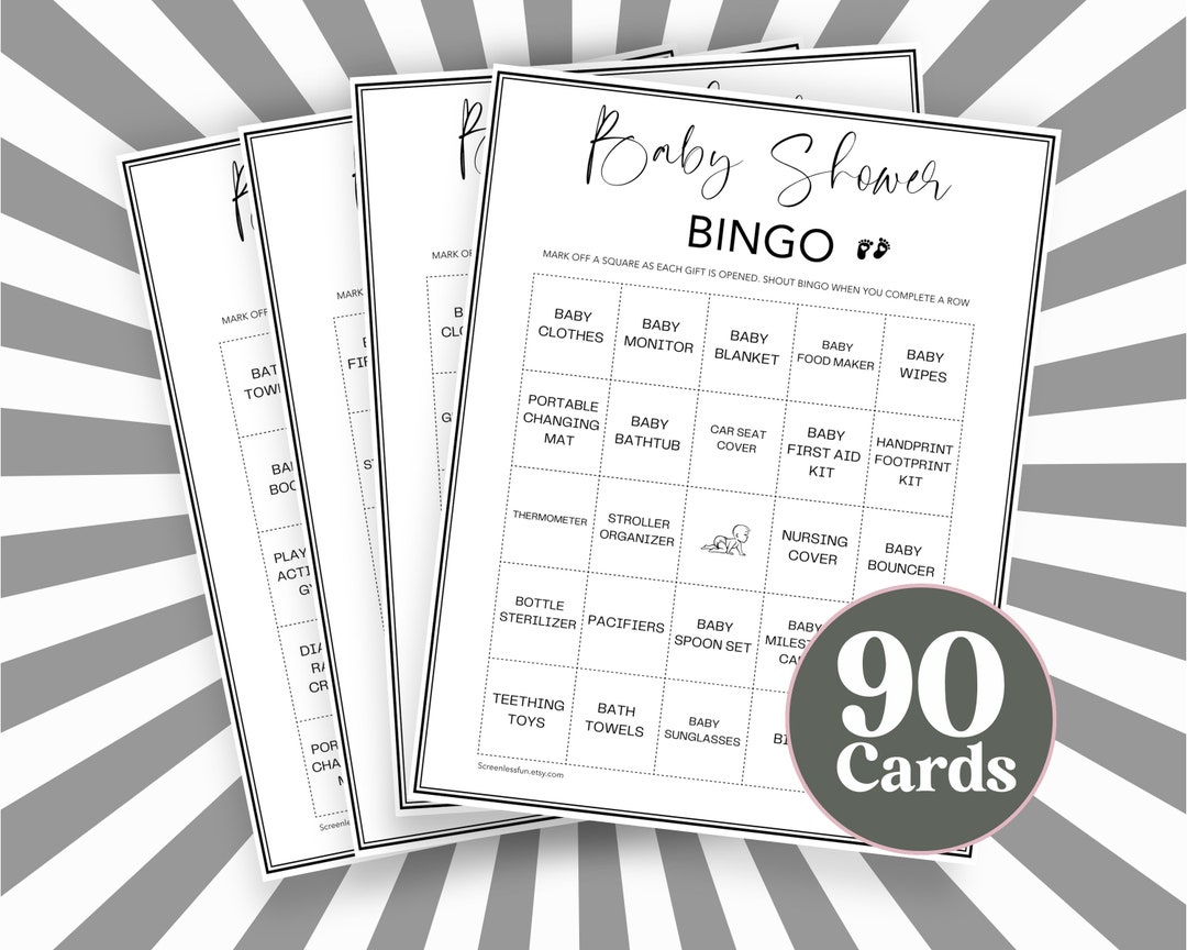 Baby Shower Bingo: 90 Printable Cards (prefilled) - Etsy