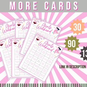 90 Girls Weekend Printable Bingo Game, Teen Weekend Fun Party Holiday ...