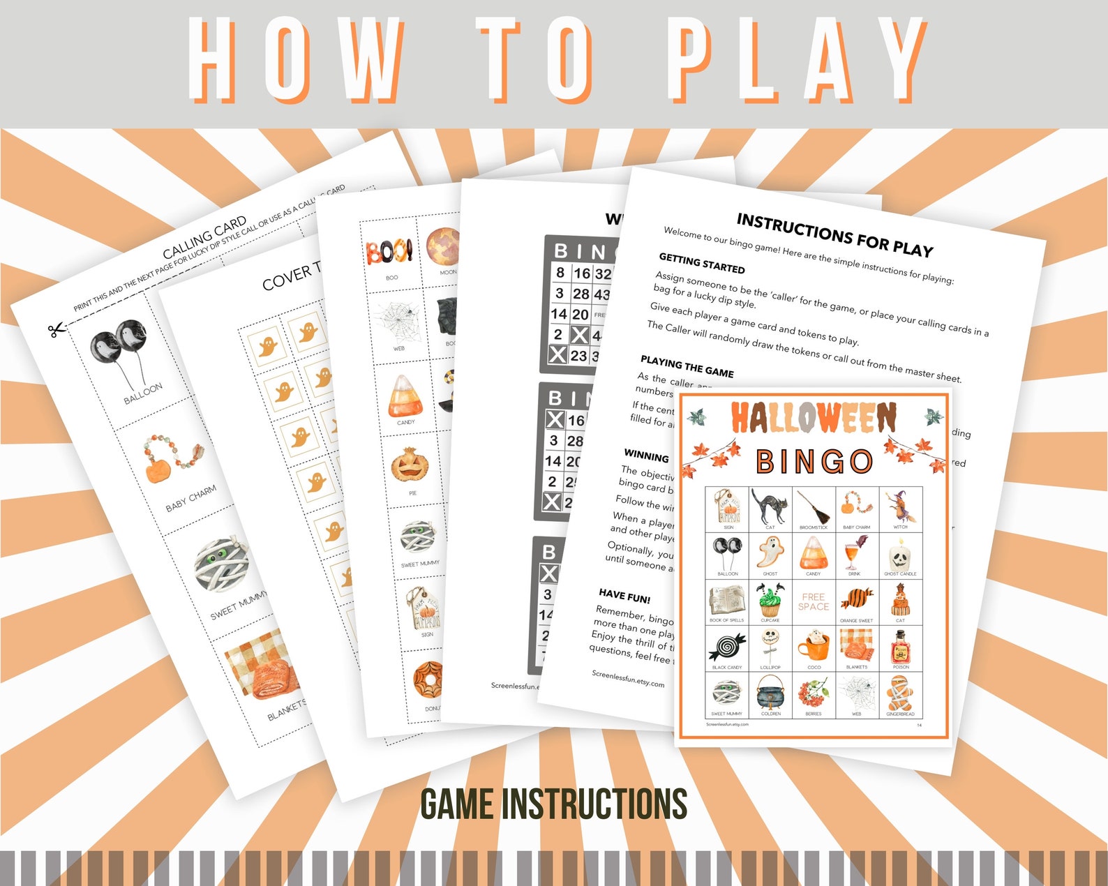 Halloween Bingo Cards Printable, Bingo Cards Halloween Party, Fall ...