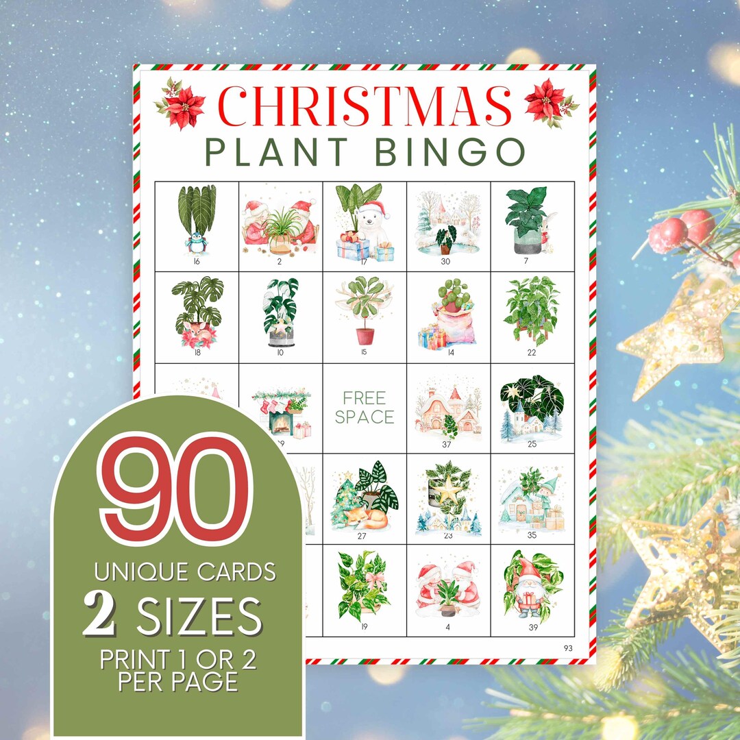 90 Christmas Bingo Cards, Christmas Plant Bingo Game, Winter Printable ...