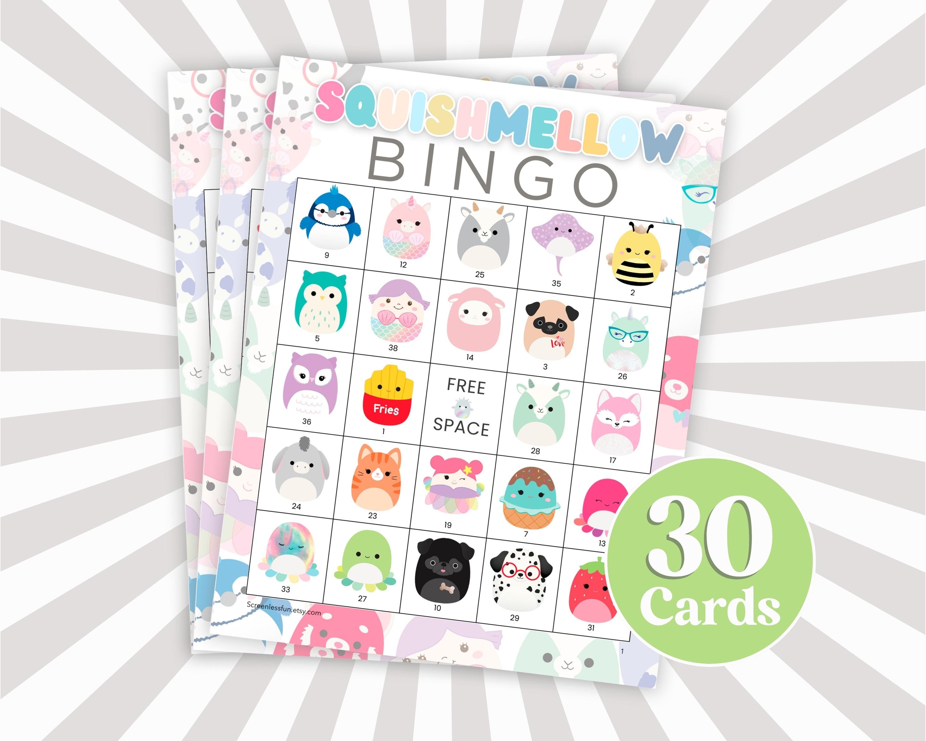 Squishmallow Bingo: 30 Printable Cards for Birthday Party (PDF) - Etsy