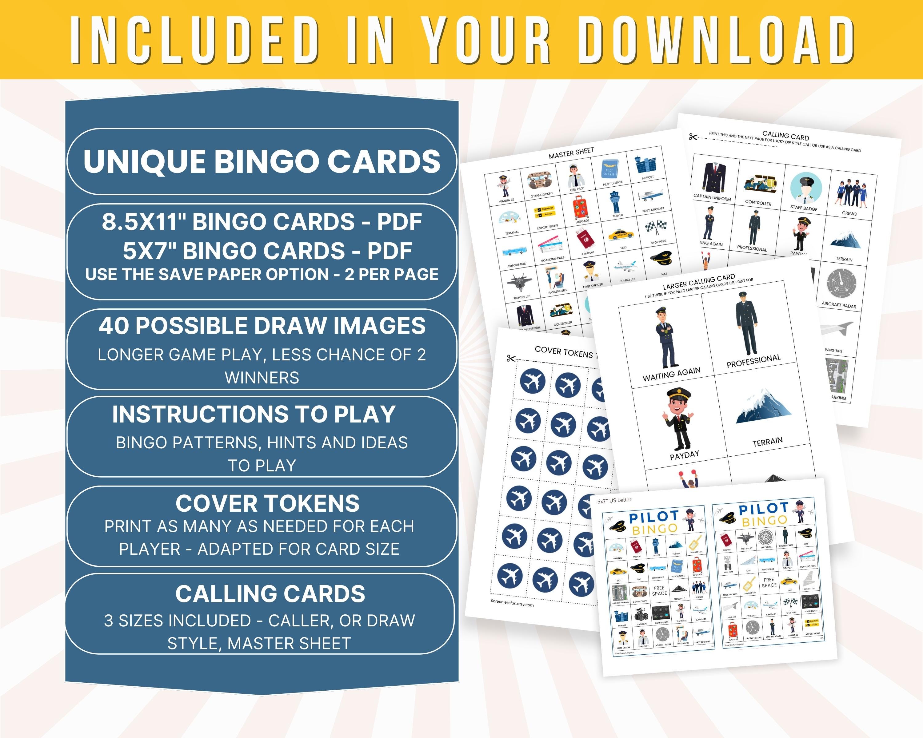 Pilot Bingo Game: Kids Aviation Birthday Party (printable) - Etsy