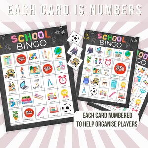 90 School Bingo Printable Card, Back to School Bingo Game, Education ...