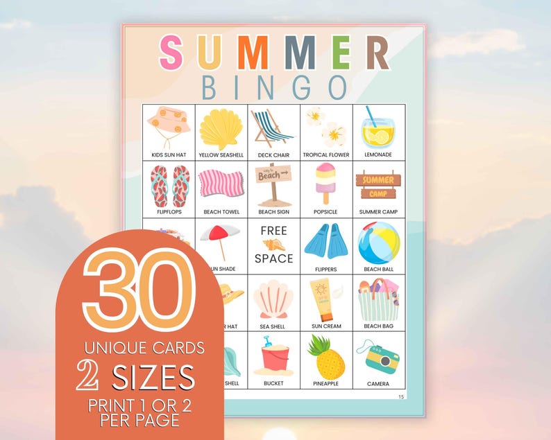 Pool Party Bingo Game: Summer Vacation Activity (printable) - Etsy