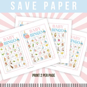 50 Peter Rabbit Party Bingo Game, Rabbit Baby Shower Spring Bingo Cards ...
