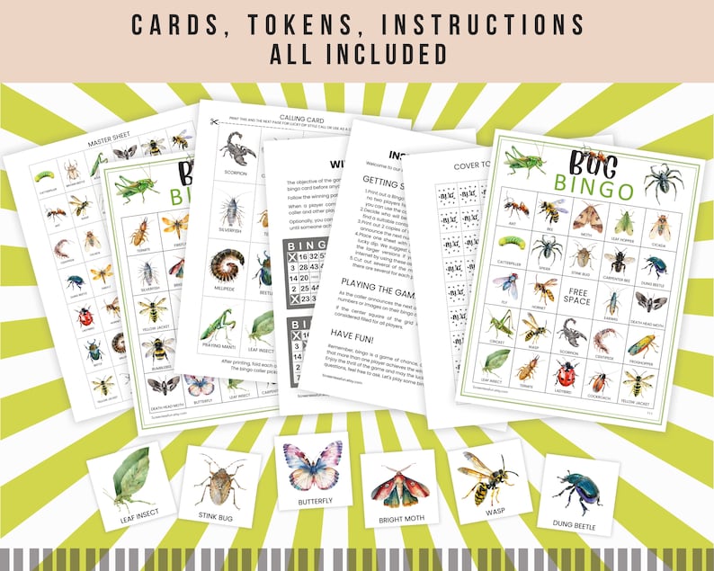 Bug Bingo Printable Game: Insect Party Activity (instant Download ...