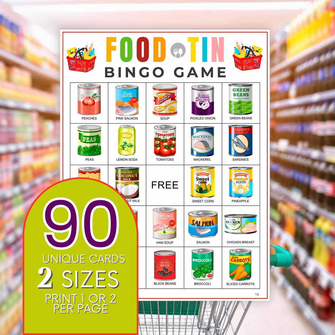 Market Bingo, 90 Grocery Bingo Cards, Birthday Activity Game, Kids ...