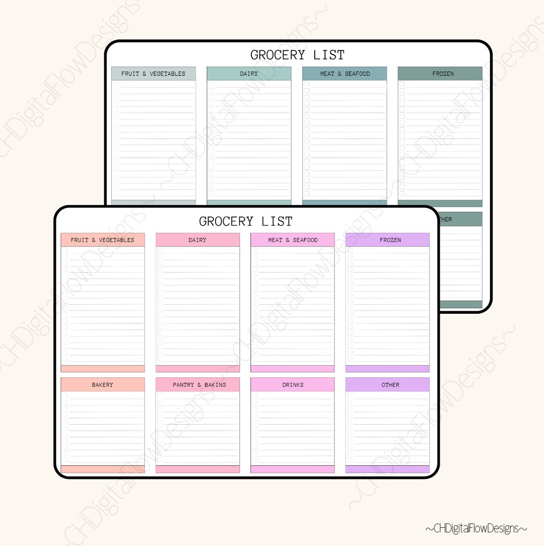 Minimalist Grocery List Printable PDF Download - Etsy