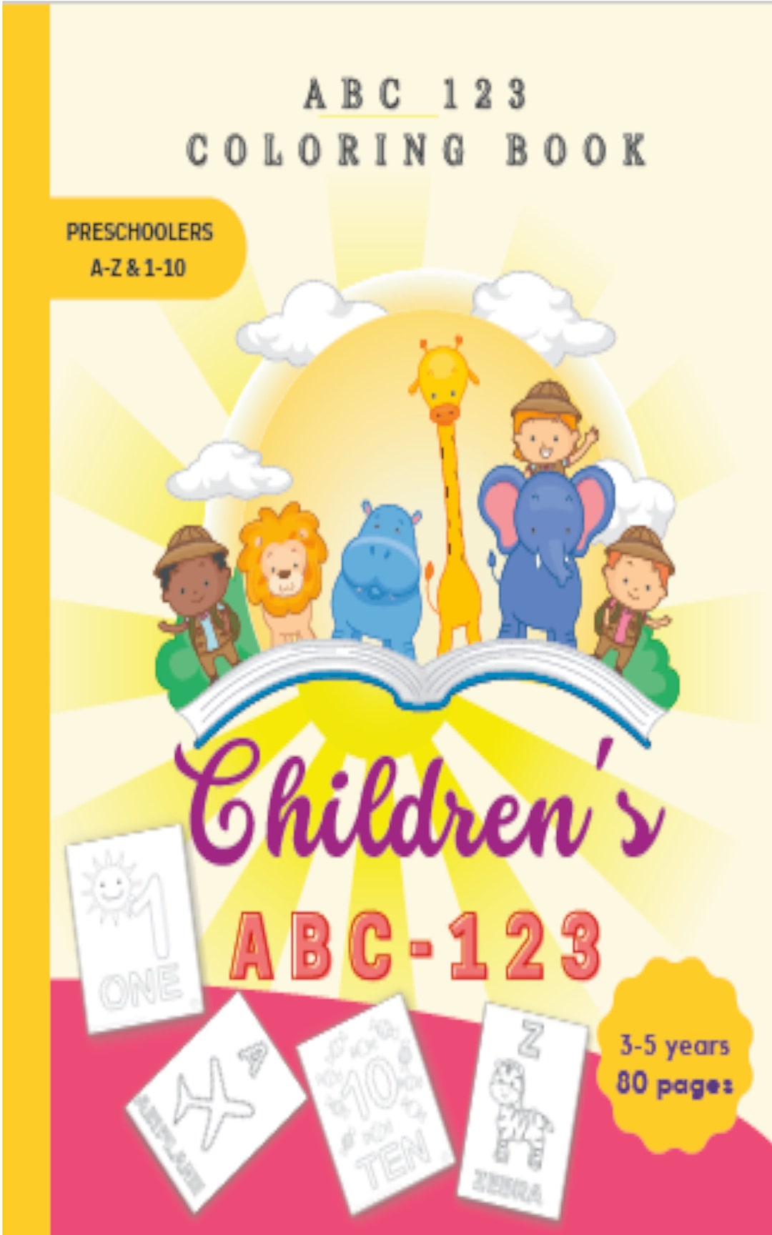 A B C 1 2 3 Coloring Book - Etsy