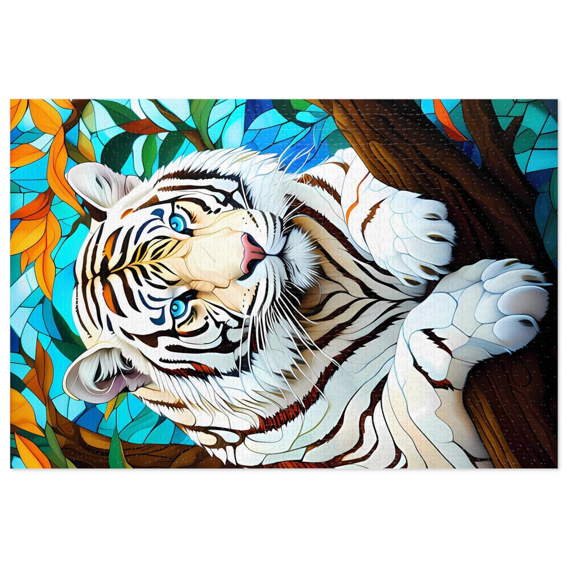 Albino White Tiger Jigsaw Puzzle, Mosaic Puzzle, Family Time Activity ...