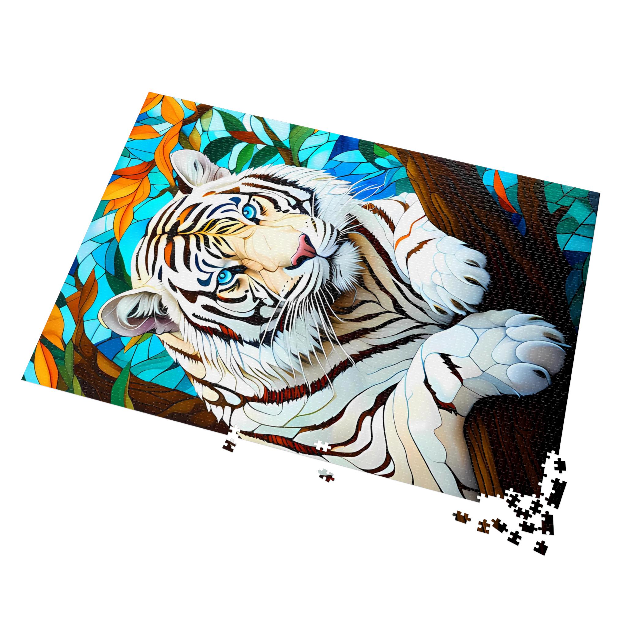 Albino White Tiger Jigsaw Puzzle, Mosaic Puzzle, Family Time Activity ...