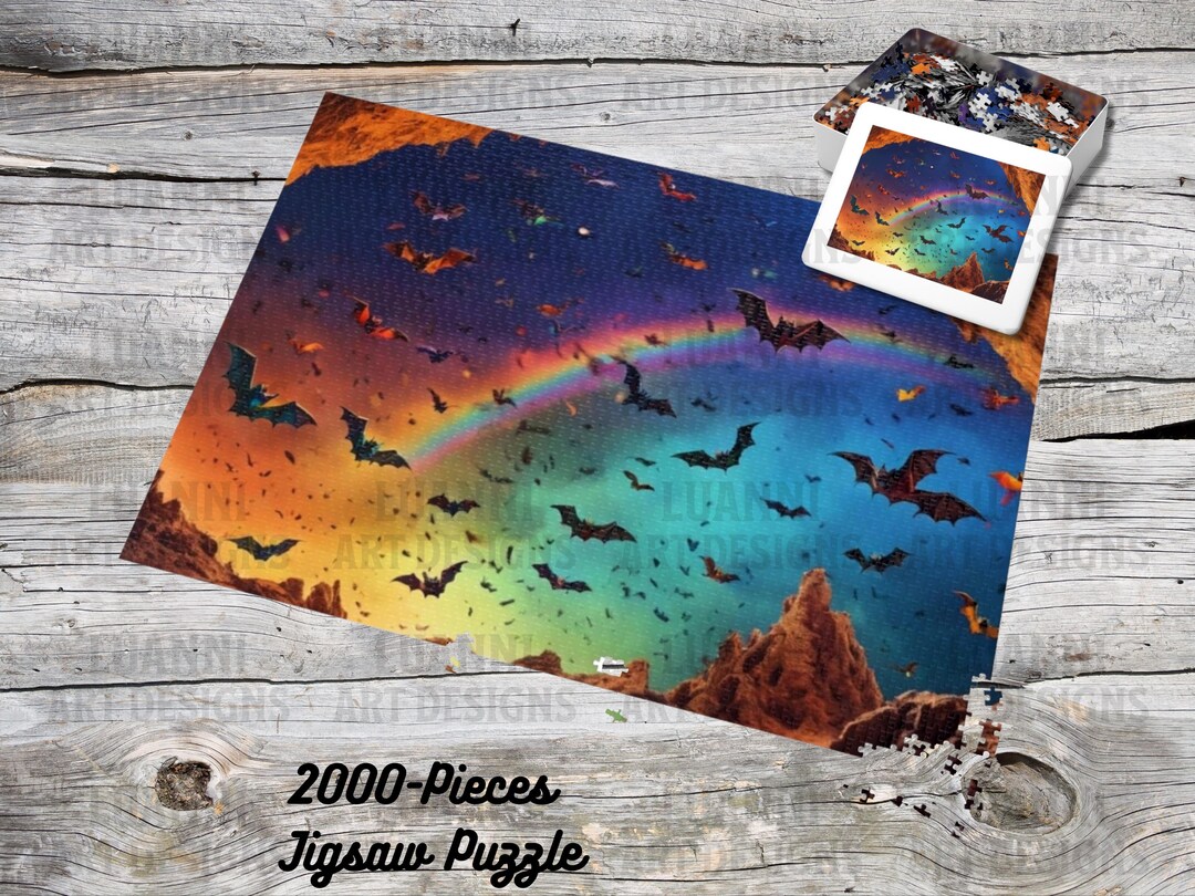 Rainbow Bats Fantasy Puzzle, Colorful Cave Escape Jigsaw, Mystical ...