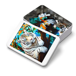 Albino White Tiger Jigsaw Puzzle, Mosaic Puzzle, Family Time Activity ...