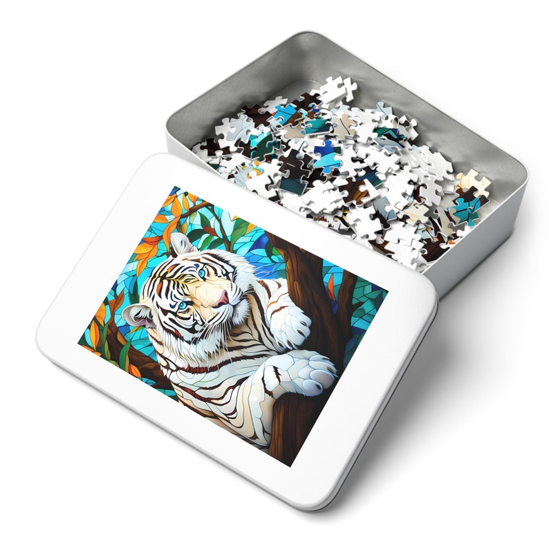 Albino White Tiger Jigsaw Puzzle, Mosaic Puzzle, Family Time Activity ...