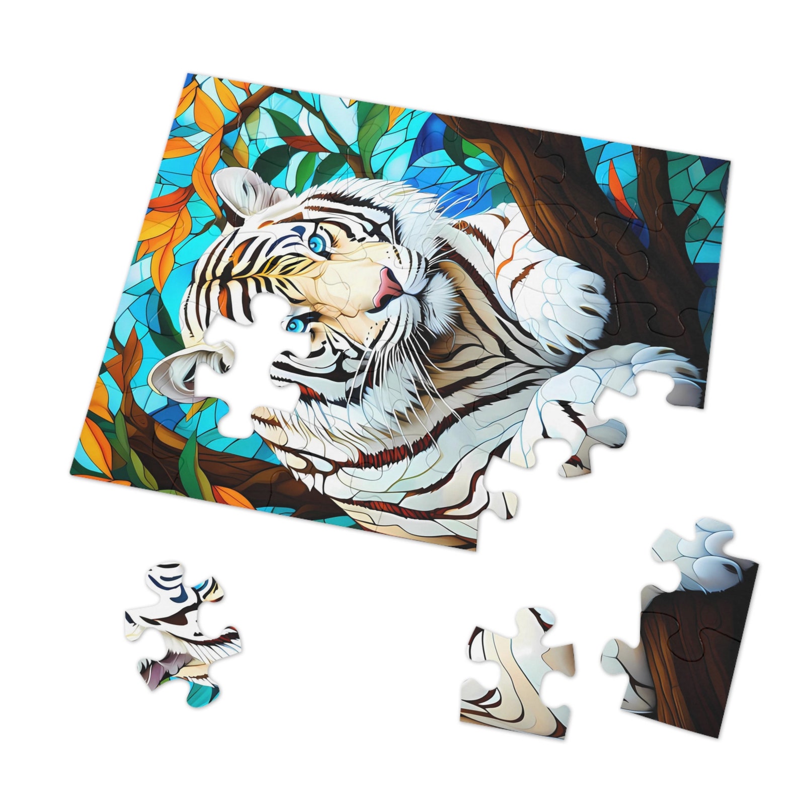 Albino White Tiger Jigsaw Puzzle, Mosaic Puzzle, Family Time Activity ...