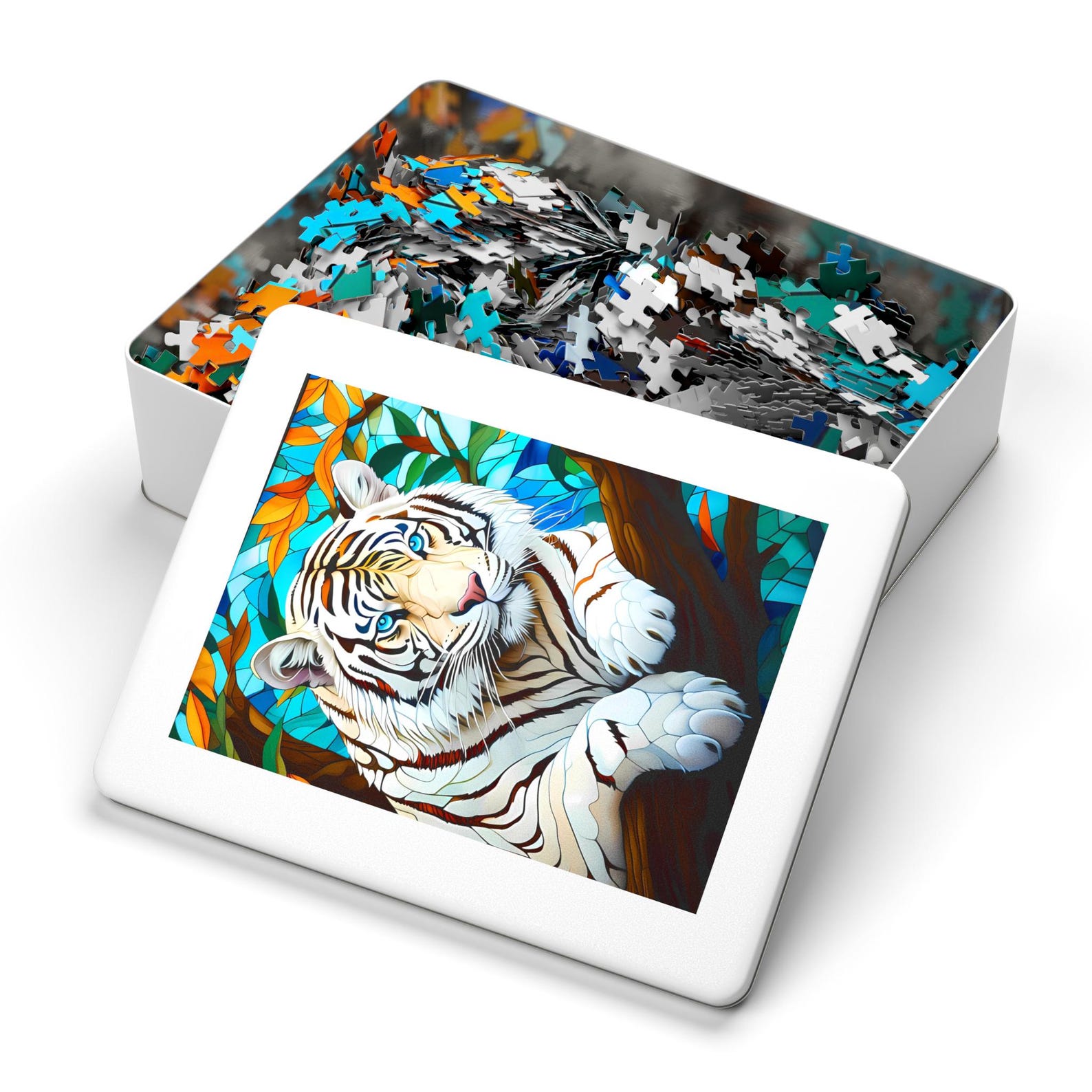 Albino White Tiger Jigsaw Puzzle, Mosaic Puzzle, Family Time Activity ...