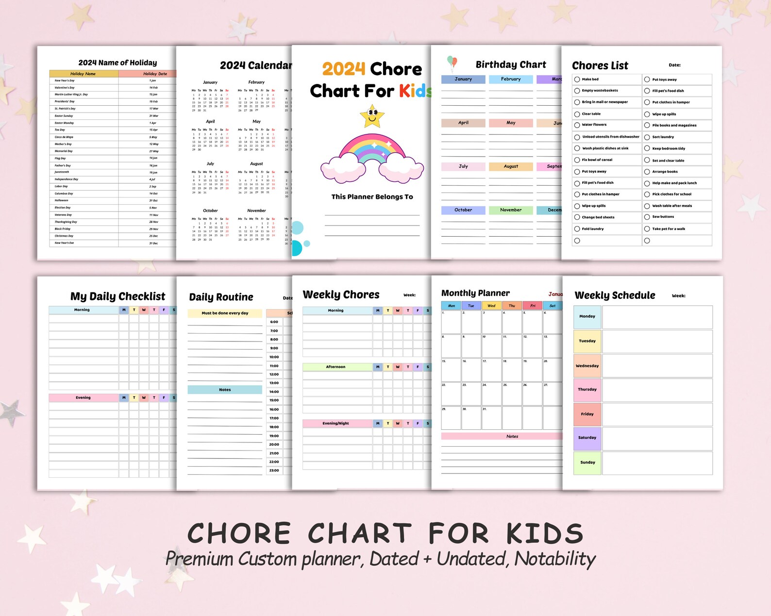 Children's Chore Chart With Reward System, Kids Daily Task Organizer ...