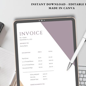 Modern Invoice Templates, Business Receipt Printable, Customizable ...