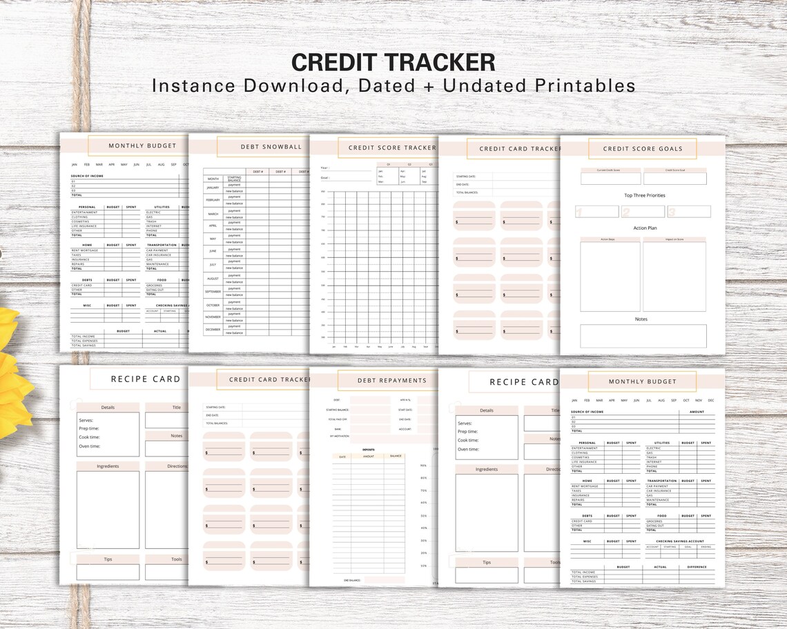 Credit Tracker Organizer, Credit Monitoring Tool, Budget Planner ...