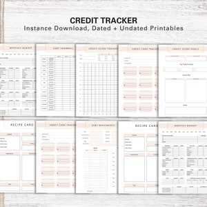 Credit Tracker Organizer, Credit Monitoring Tool, Budget Planner ...