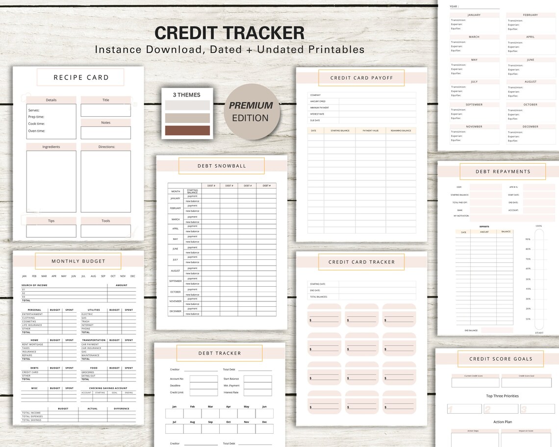 Credit Tracker Organizer, Credit Monitoring Tool, Budget Planner ...
