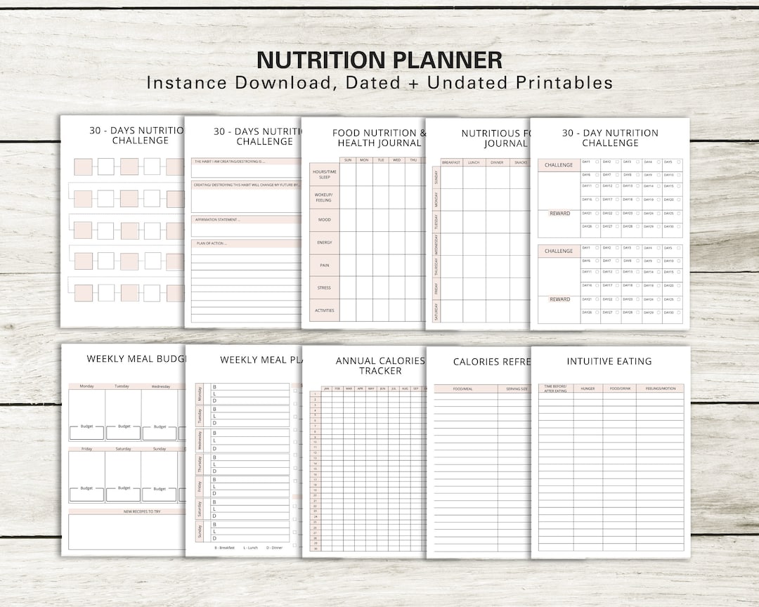 Minimalist Nutrition Planner Journal, Meal Tracker, Diet Log Book ...