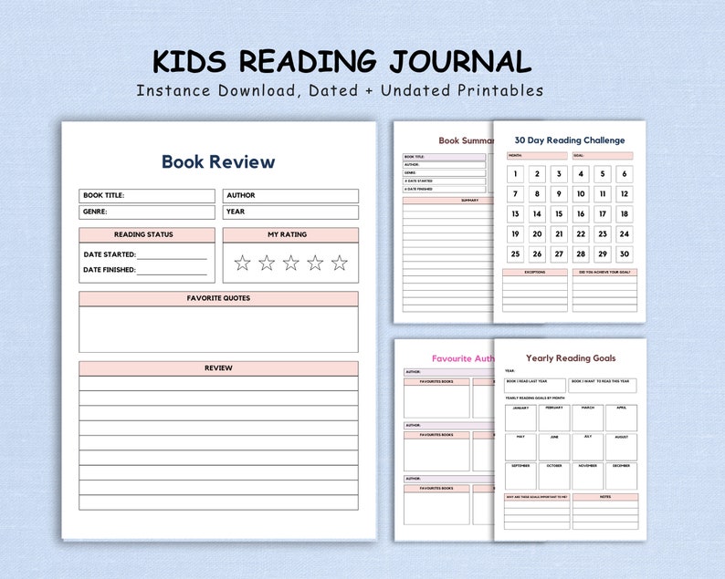 Personalized Kids Reading Journal, Custom Child Diary, Reading Log ...