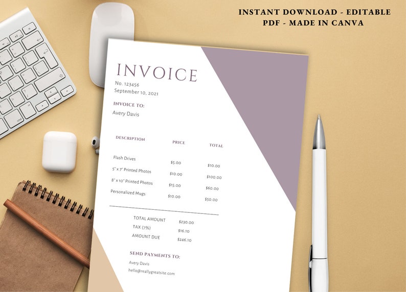 Modern Invoice Templates, Business Receipt Printable, Customizable ...