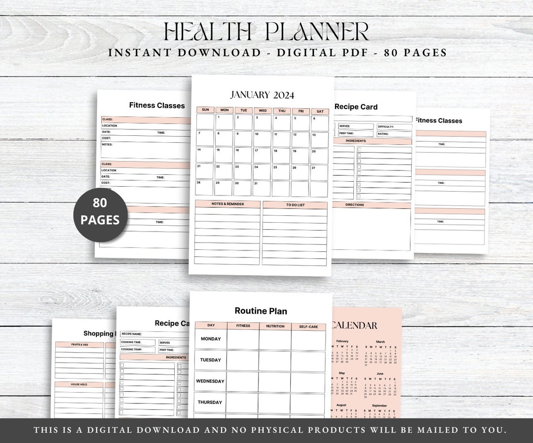 Wellness Journal Health Planner Tracker, Daily Fitness Organizer, Self ...